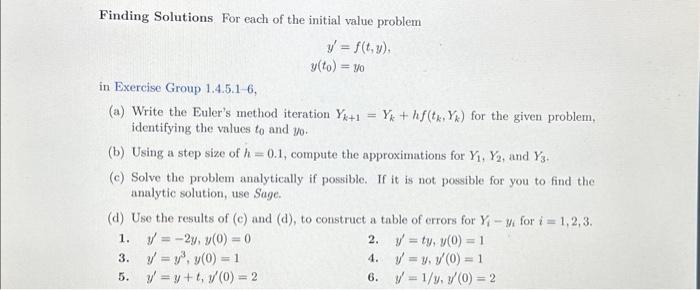 Solved Finding Solutions For each of the initial value | Chegg.com