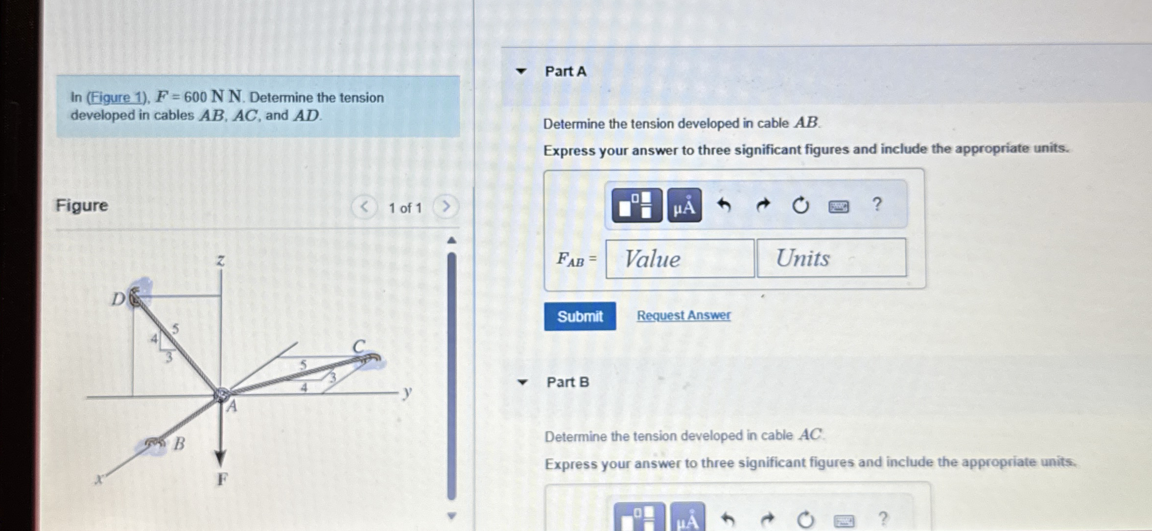 Solved In (Figure 1), F=600N ﻿N. ﻿Determine the tension | Chegg.com