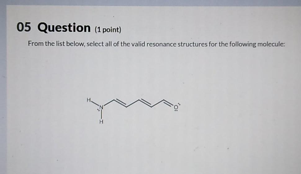 Solved 05 Question (1 point) From the list below, select all | Chegg.com