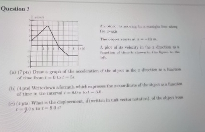 Solved Question 3An object is maving in a strudght lite nhes | Chegg.com