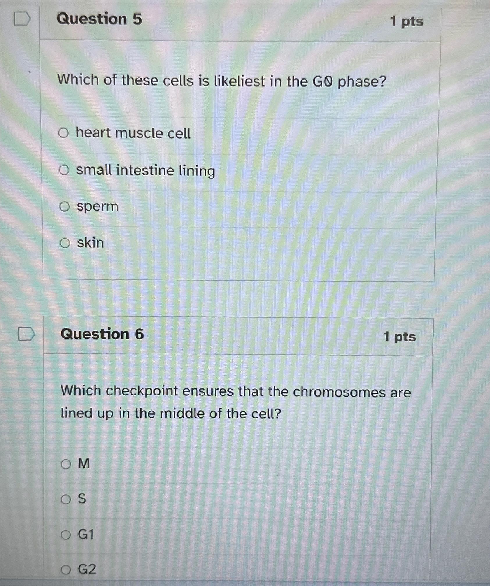Solved Question 51 ﻿ptsWhich of these cells is likeliest in | Chegg.com