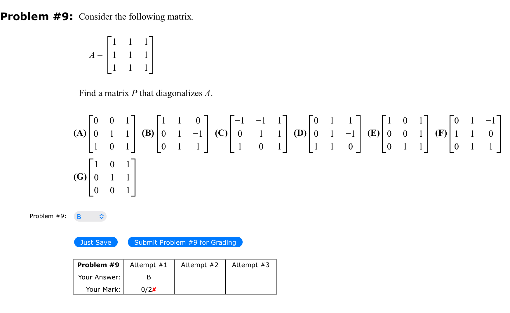 Solved Problem #9: Consider the following | Chegg.com
