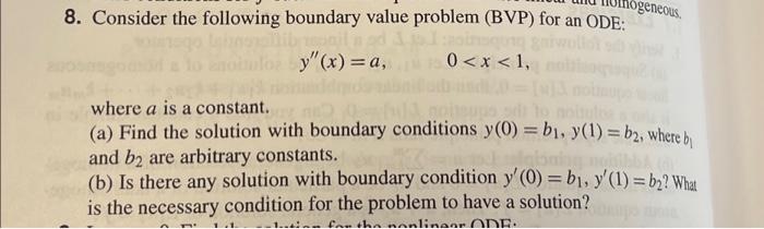 Solved 8. Consider the following boundary value problem | Chegg.com
