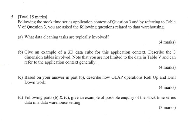 Solved 5. [Total 15 ﻿marks]Following the stock time series | Chegg.com