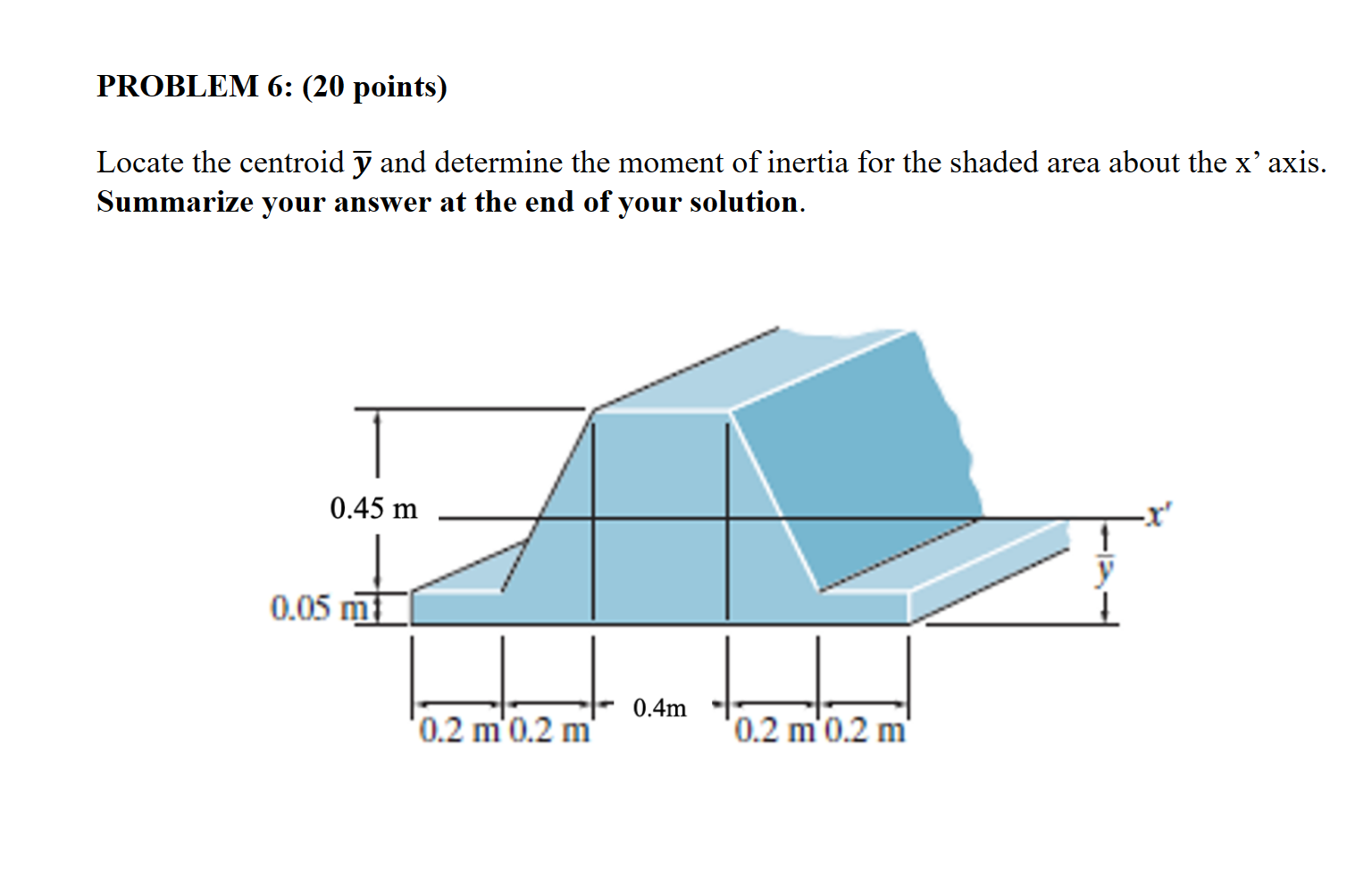 Solved PROBLEM 6: (20 ﻿points)Locate the centroid ?bar (y) | Chegg.com