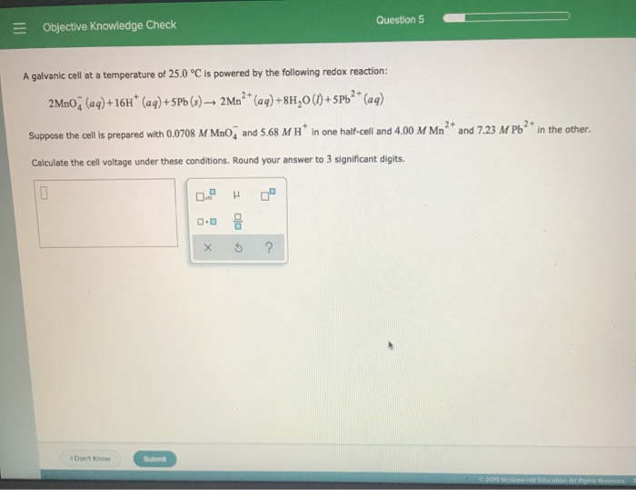Solved = Objective Knowledge Check Question 5 A galvanic | Chegg.com