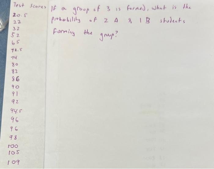 Solved 20 students with test scores below A is anything | Chegg.com