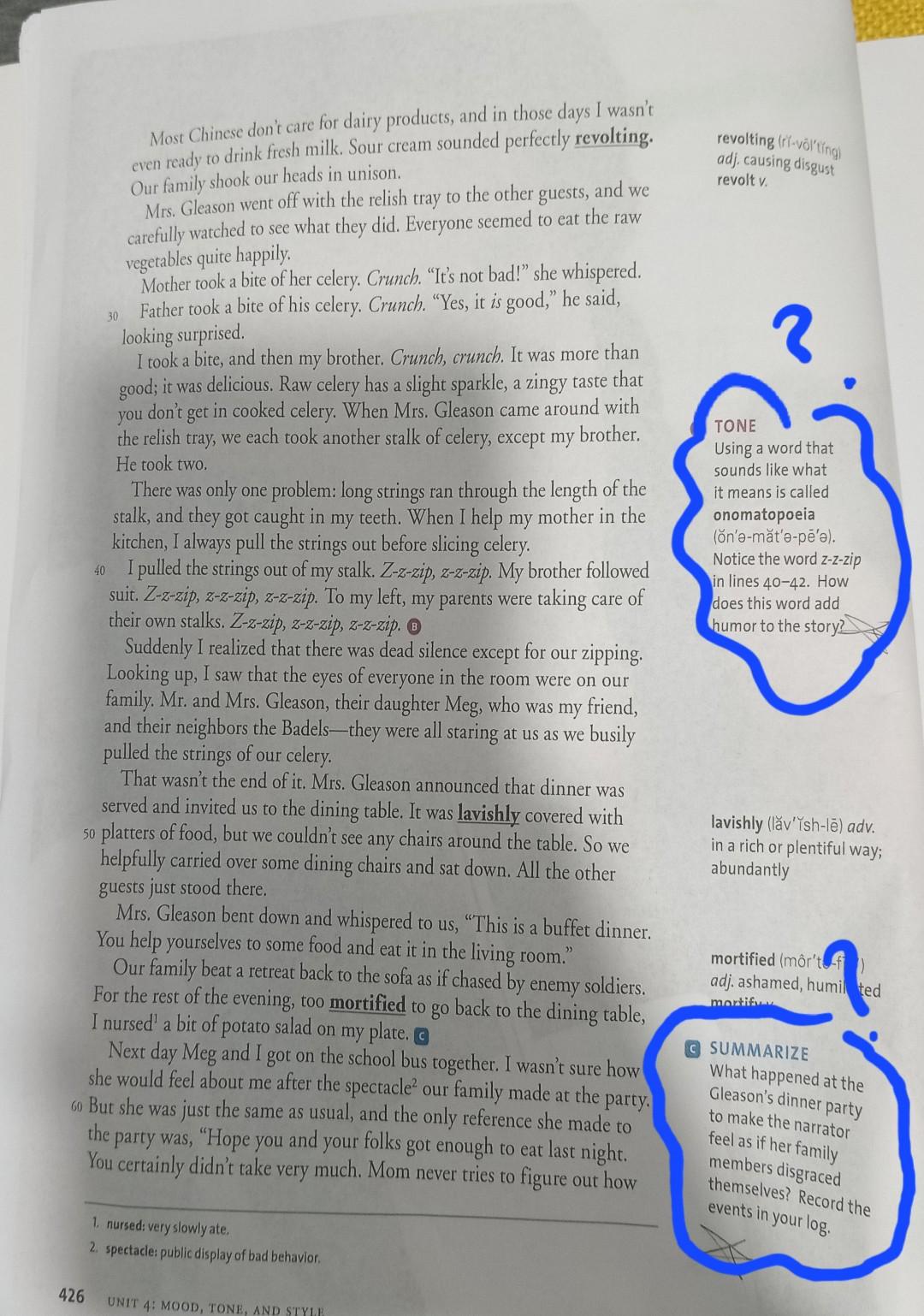 lesson: the all-American slurp (lenses namioka I have | Chegg.com