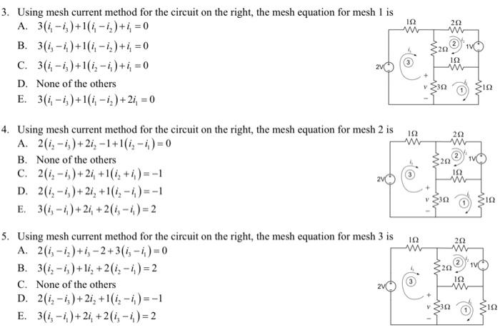 Solved 3. Using mesh current method for the circuit on the | Chegg.com