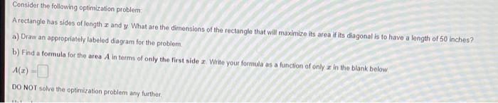 Solved Consider the following optimization problem A | Chegg.com