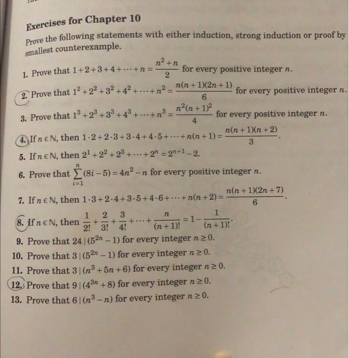 Solved Exercises for Chapter 10 Prove the following | Chegg.com