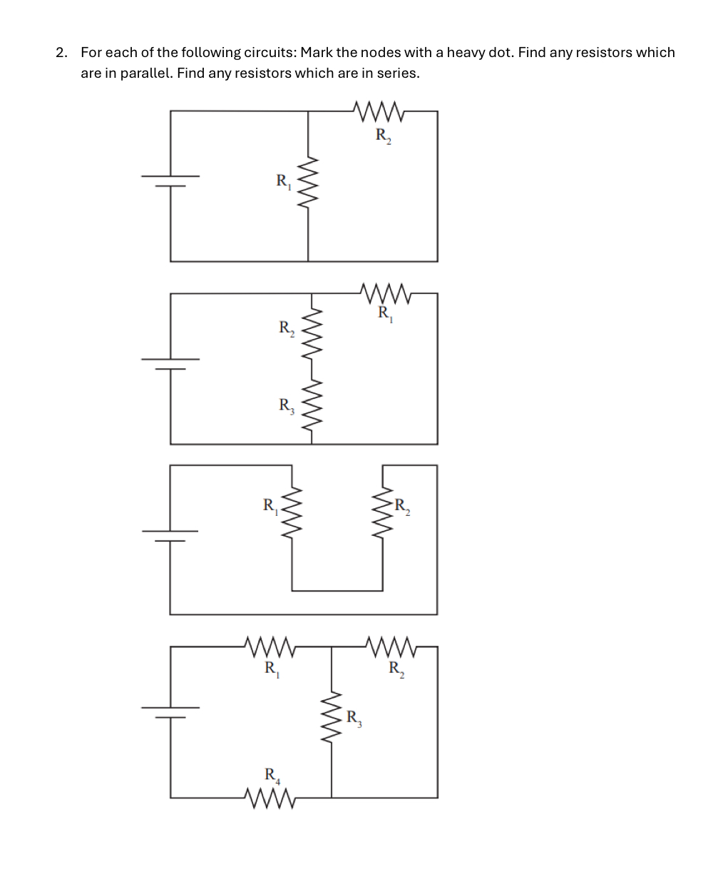 Solved For each of the following circuits: Mark the nodes | Chegg.com