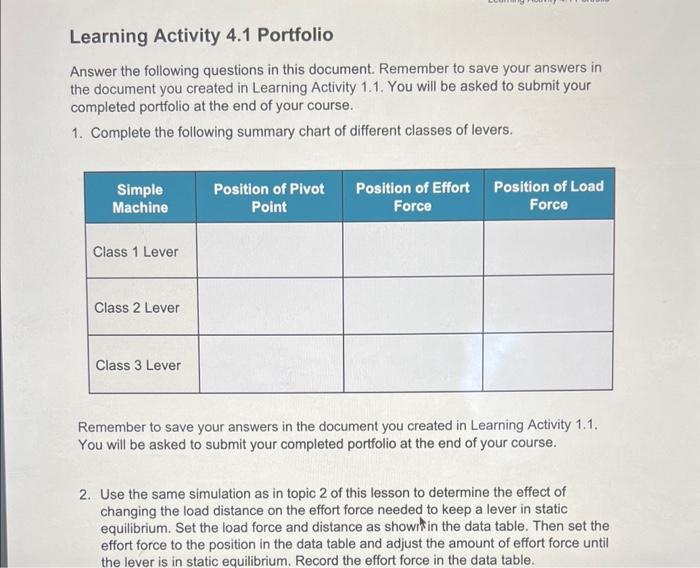Solved Learning Activity 4.1 Portfolio Answer the following | Chegg.com