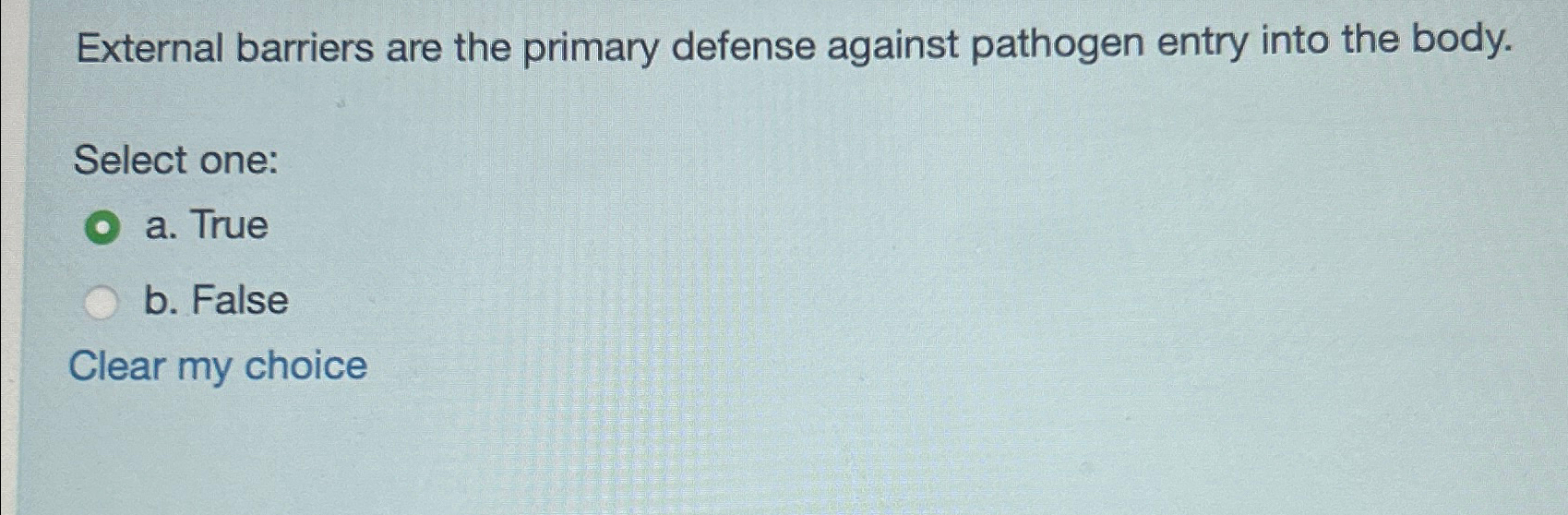 Solved External barriers are the primary defense against | Chegg.com