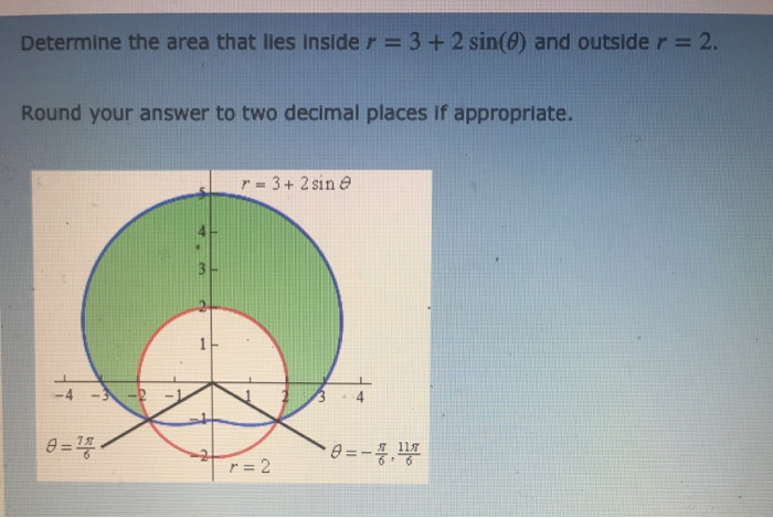 Solved Determine the area that lies inside r = 3 + 2 sin(e) | Chegg.com