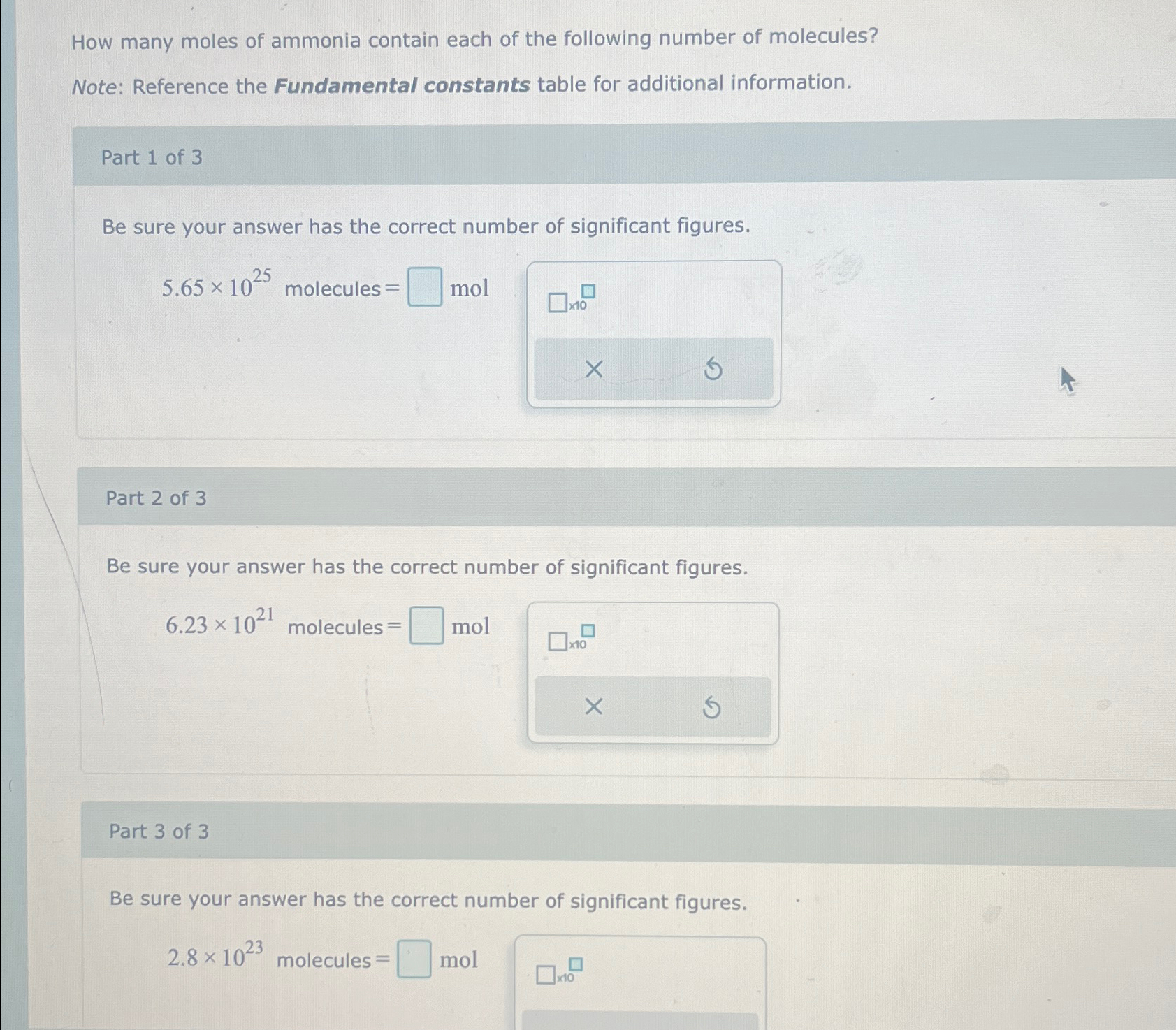 Solved How many moles of ammonia contain each of the | Chegg.com