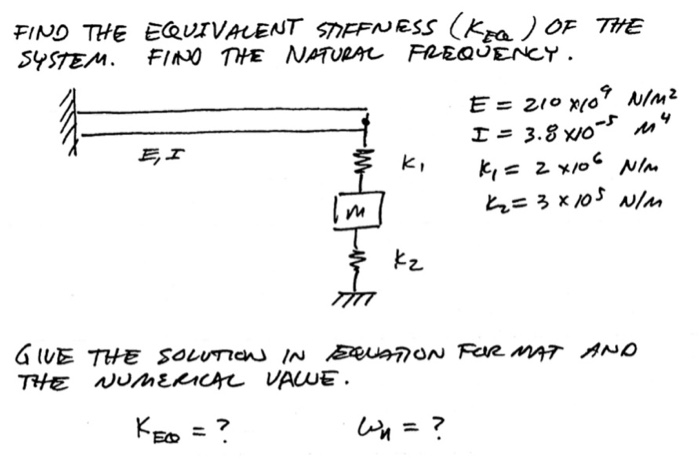 Solved FIND THE EQUIVALENT STIFFNESS (keca ) OF THE SYSTEM. | Chegg.com