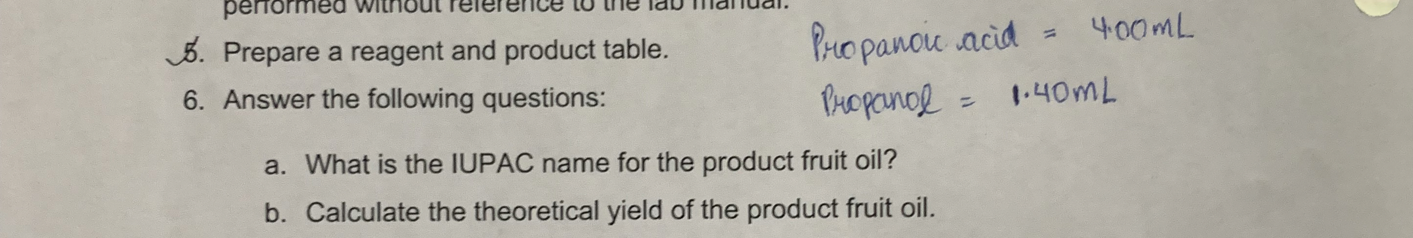 Solved Please slove the 5 ﻿and 6Prepare a reagent and | Chegg.com