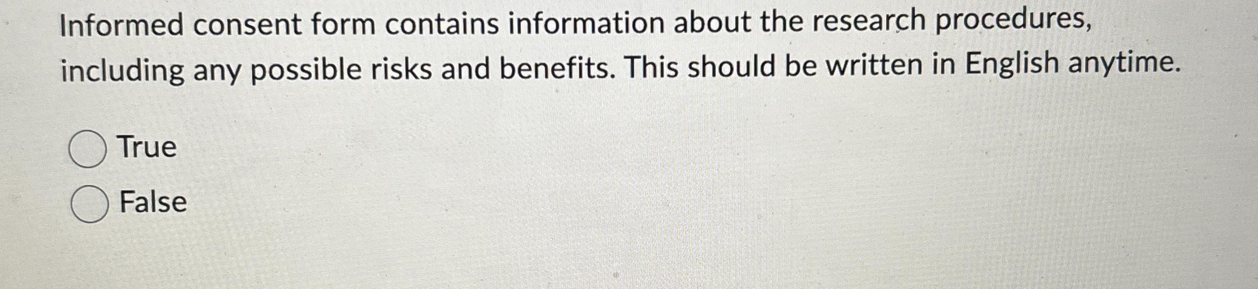 Solved Informed consent form contains information about the | Chegg.com
