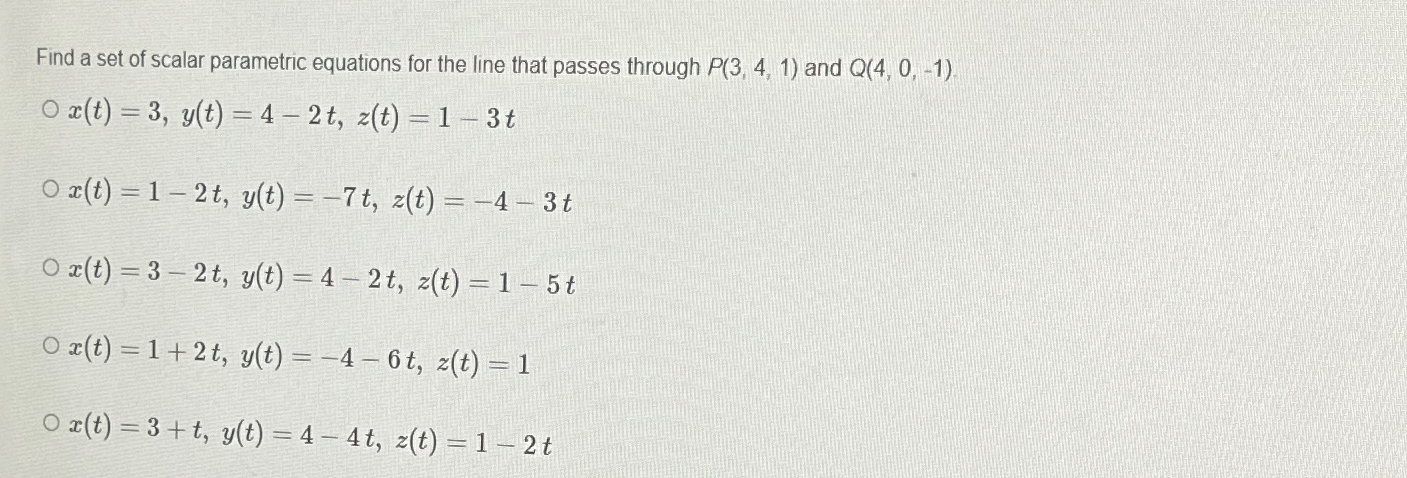 Solved Find a set of scalar parametric equations for the | Chegg.com