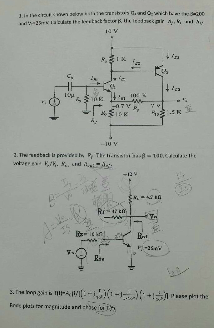 In the circuit shown below both the transistors Q1 | Chegg.com