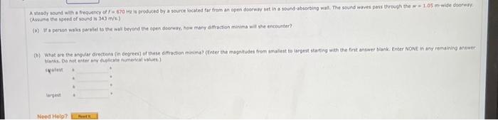 Solved (Assime the sotes of wound is 243 m/s. ) (o) If a | Chegg.com