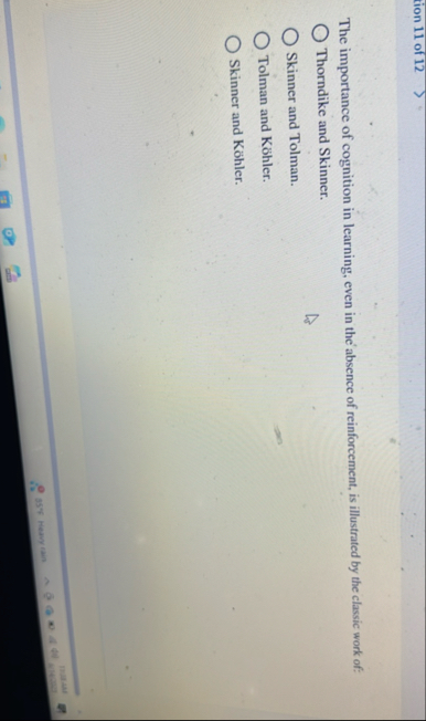 Solved tion 11 ﻿of 12The importance of cognition in | Chegg.com