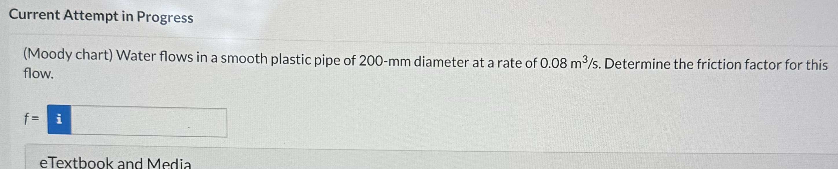 Solved Current Attempt in Progress(Moody chart) ﻿Water flows | Chegg.com