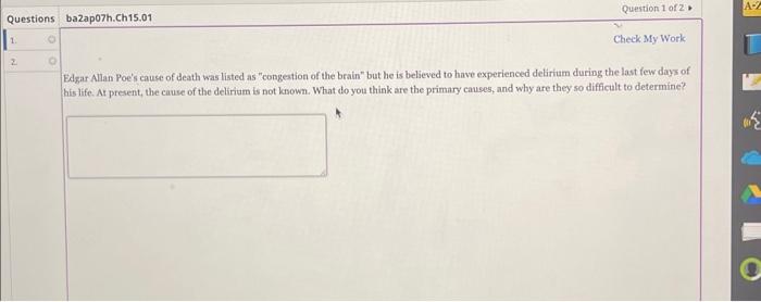 Solved Edgar Allan Poe's cause of death was listed as | Chegg.com