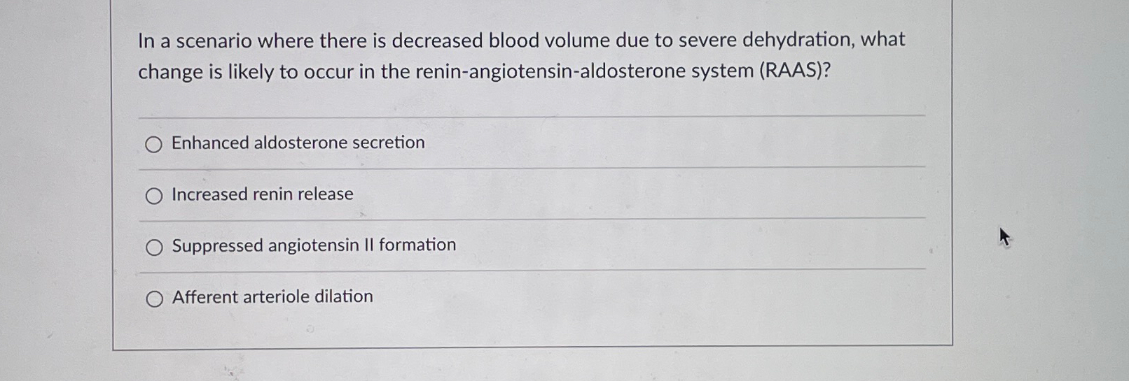 Solved In a scenario where there is decreased blood volume | Chegg.com