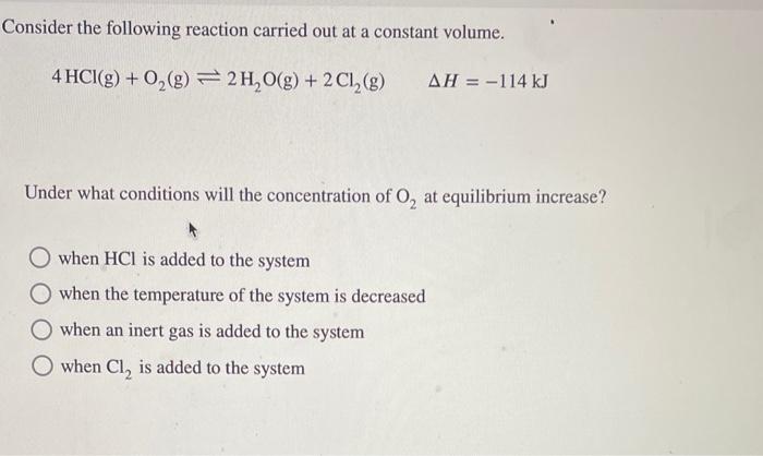 Solved Consider the following reaction carried out at a | Chegg.com