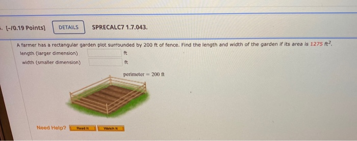 Solved .. (-/0.19 Points) DETAILS SPRECALC7 1.7.043. ft A | Chegg.com