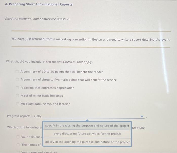 4. Preparing Short Informational Reports Read the | Chegg.com