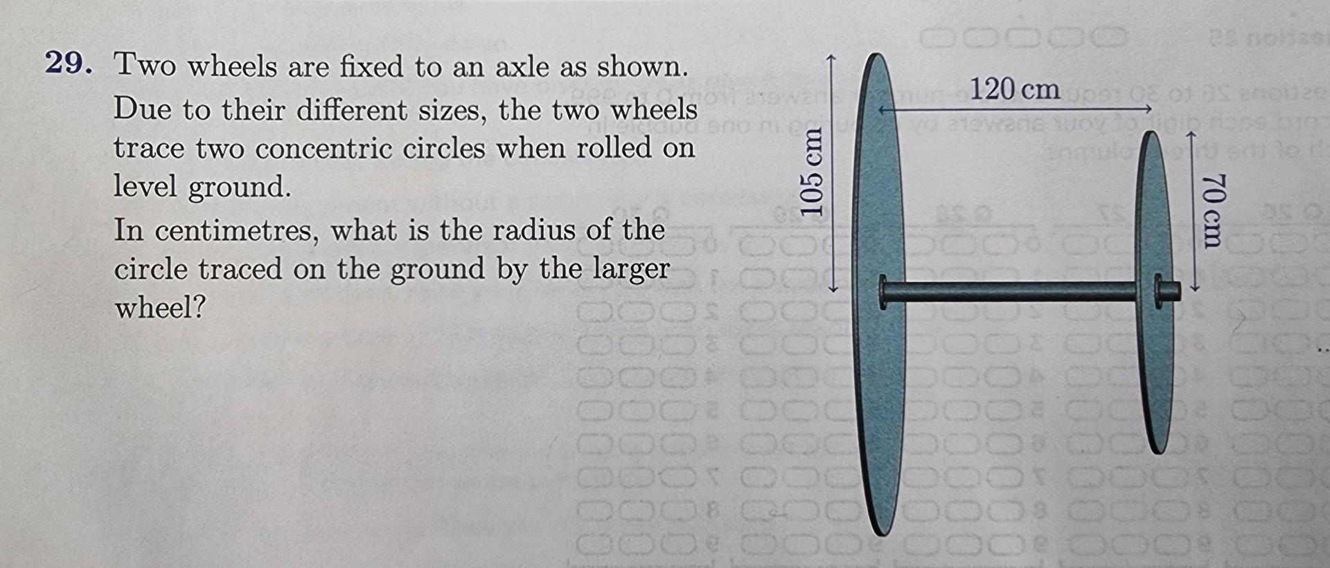 Solved 29. Two wheels are fixed to an axle as shown. Due to | Chegg.com