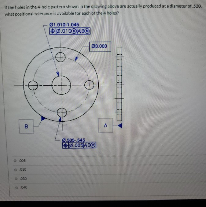 Solved of the holes in the 4-hole pattern shown in the | Chegg.com