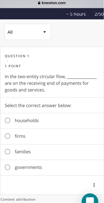 Solved knewton.com - 5 hours 2/50 All QUESTION 1 1 POINT In | Chegg.com