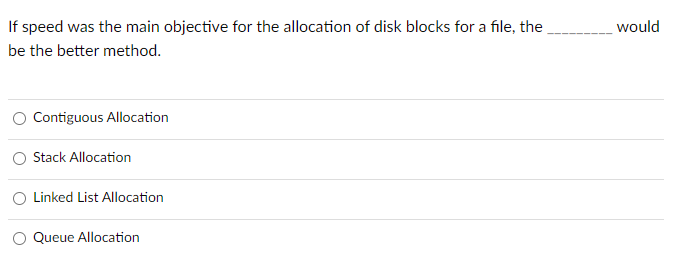 Solved If speed was the main objective for the allocation of | Chegg.com