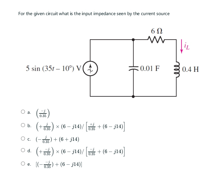 Solved For the given circuit what is the input impedance | Chegg.com