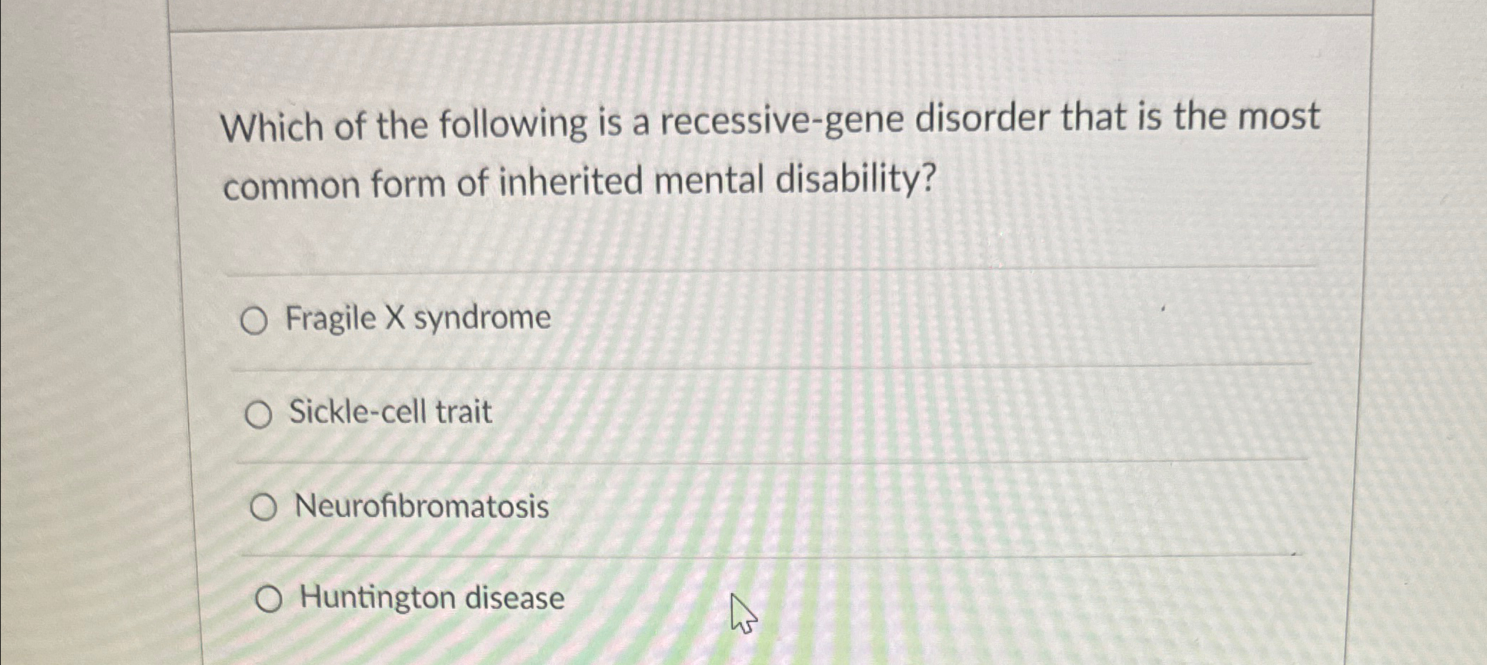 Solved Which of the following is a recessive-gene disorder | Chegg.com