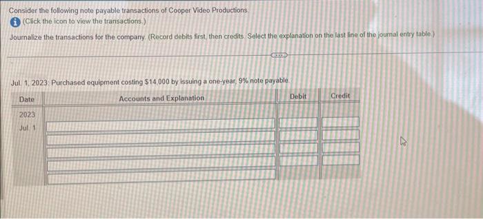 Solved Consider the following note payable transactions of | Chegg.com