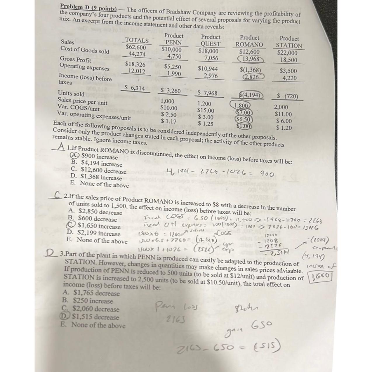 Solved Problem D (9 ﻿points) - ﻿The officers of Bradshaw | Chegg.com