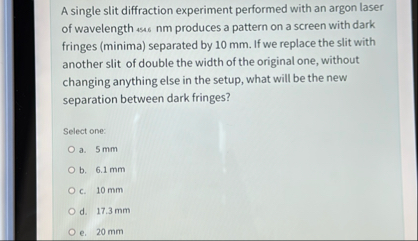 Solved A single slit diffraction experiment performed with | Chegg.com