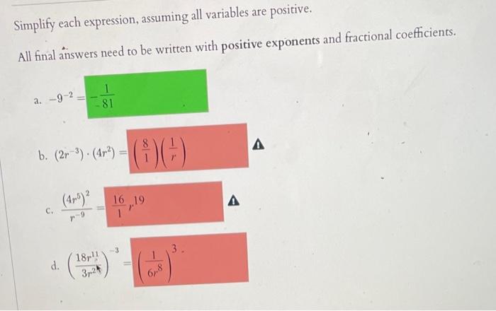 Solved Simplify each expression, assuming all variables are | Chegg.com