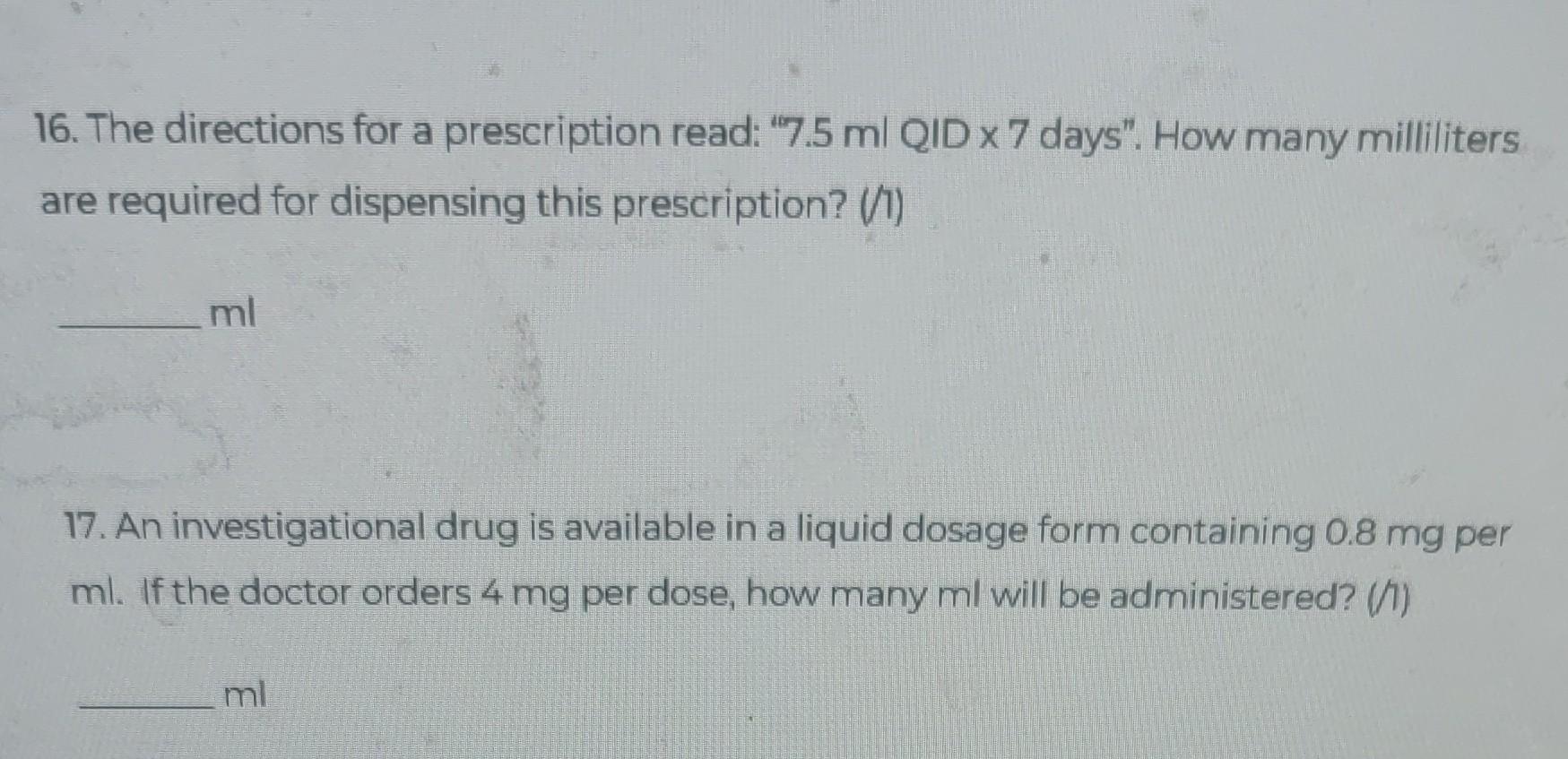 Solved Sig: tabs ii qid x 30 days Mitte: tablets 8. | Chegg.com