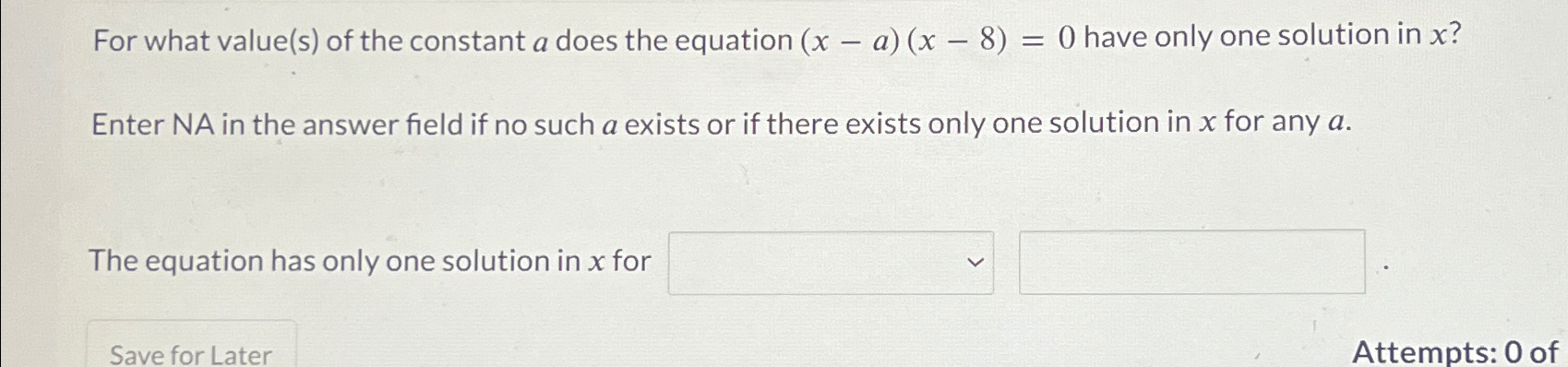Solved For what value(s) ﻿of the constant a does the | Chegg.com