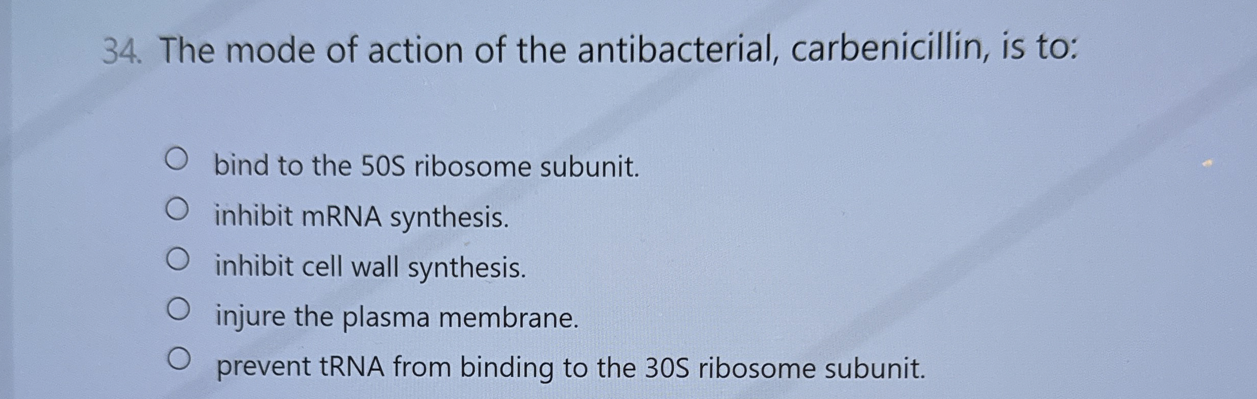 Solved The mode of action of the antibacterial, | Chegg.com