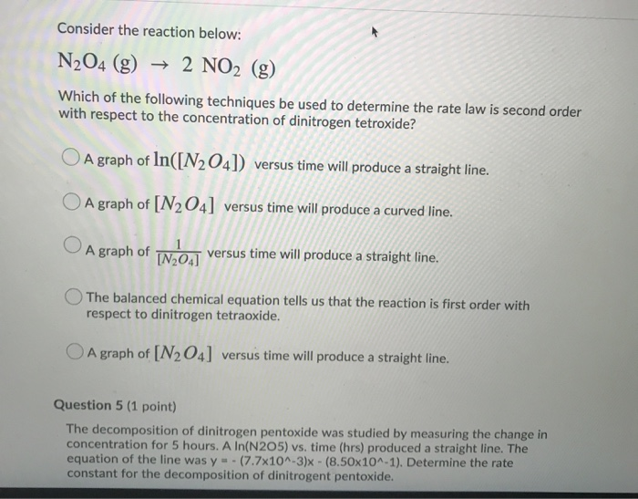 Solved Consider the reaction below: N2O4 (g) → 2 NO2 (g) | Chegg.com