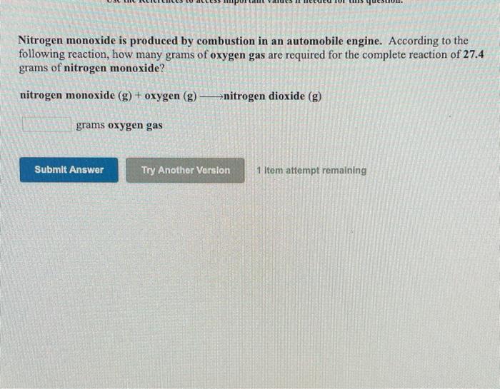 Solved Nitrogen monoxide is produced by combustion in an | Chegg.com