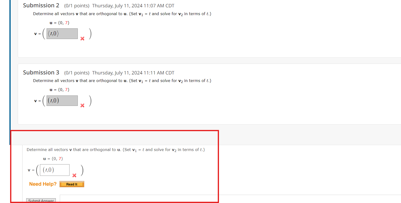Solved Submission 2 (0/1 ﻿points) ﻿Thursday, July | Chegg.com