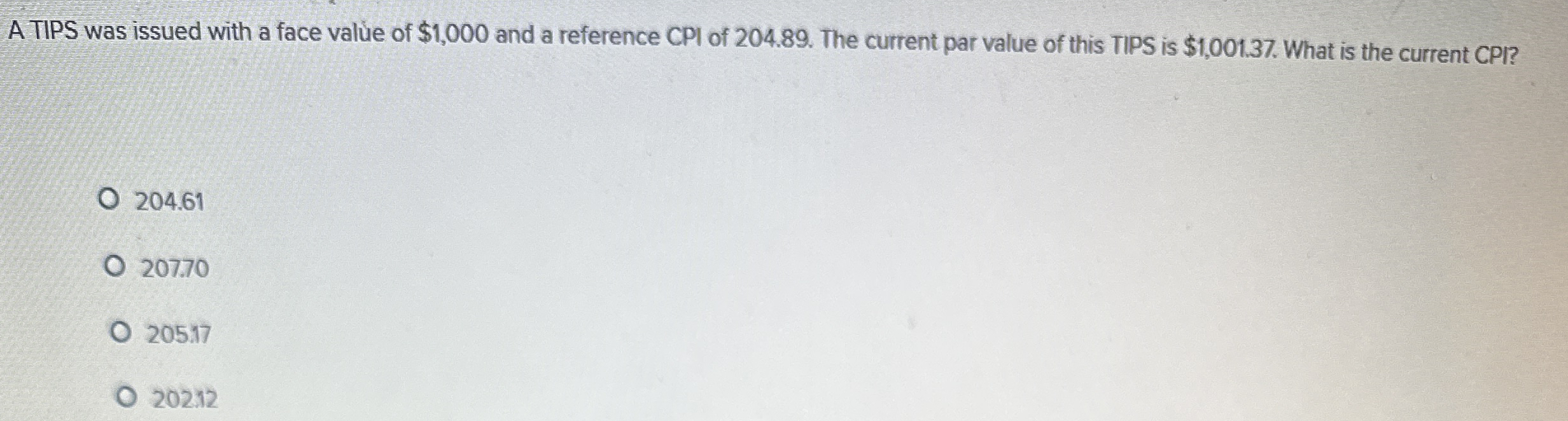 Solved A TIPS was issued with a face value of $1,000 ﻿and a | Chegg.com